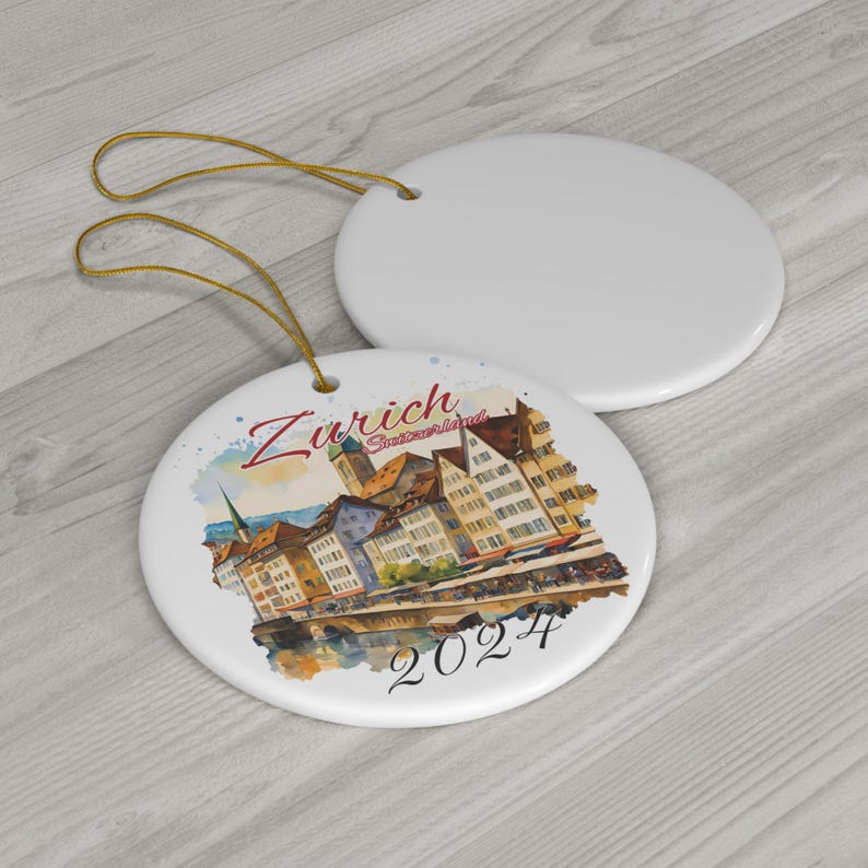 Custom Zurich Ornament, Personalized Switzerland Ornament, Watercolor ...