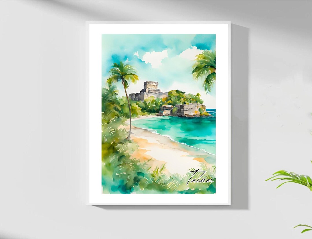 Tulum Mexico Wall Art, Tulum Poster, Tulum Watercolor, Mexico Travel ...