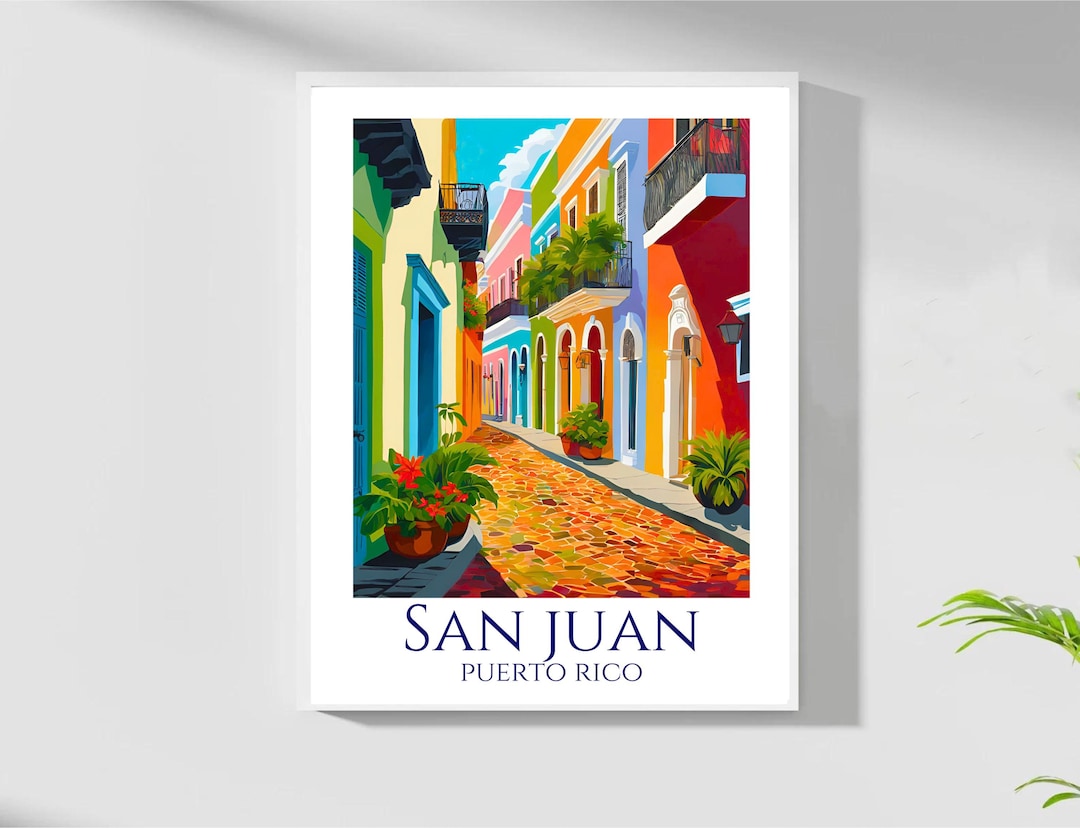 Puerto Rico Wall Art, San Juan Poster, Old San Juan Street Art Print ...
