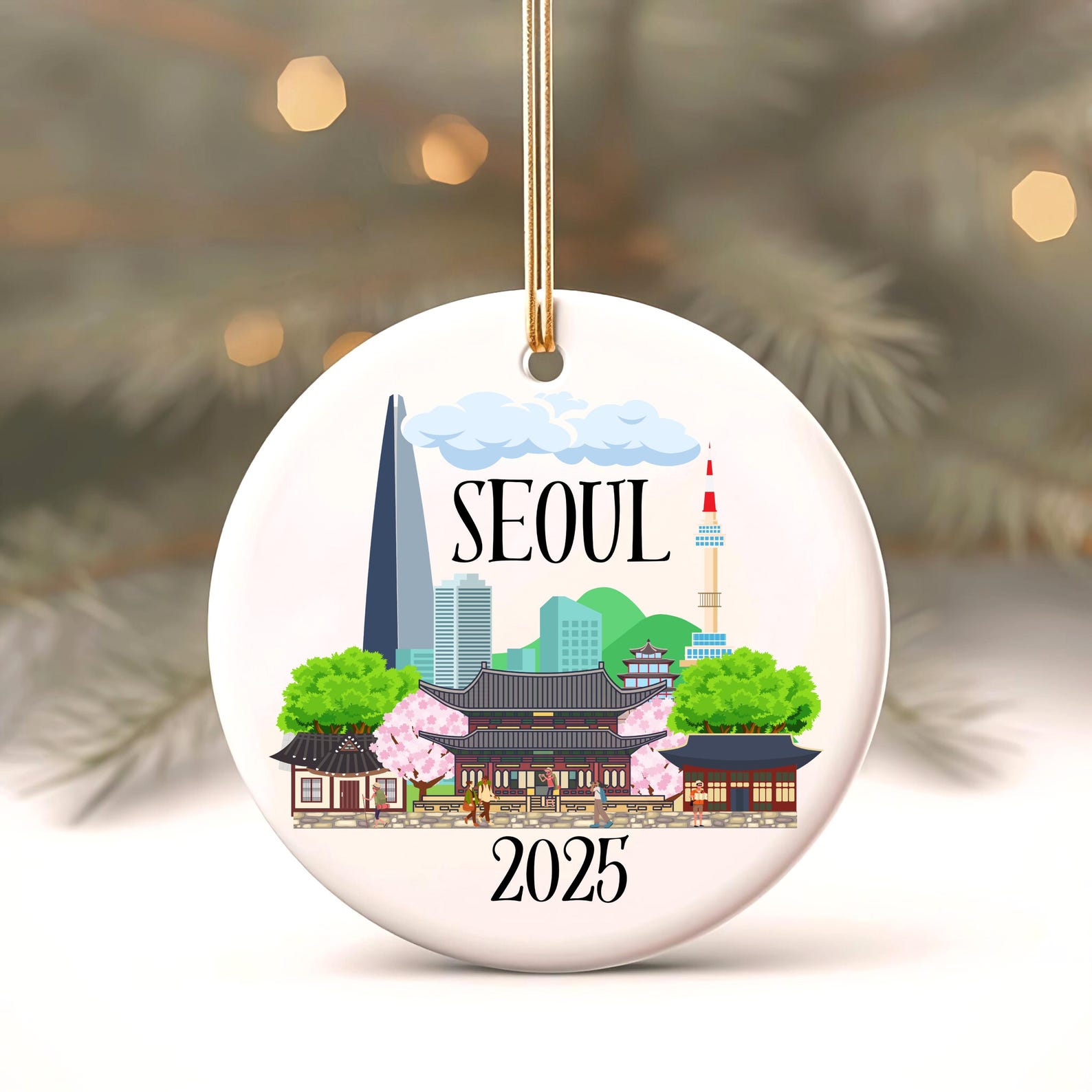 Seoul Korea Christmas Ornament, Custom Ornament, Seoul South Korea ...