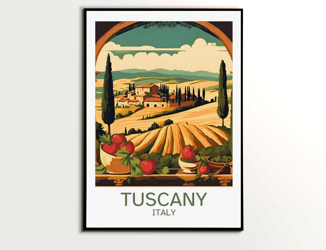 Vintage Tuscany Wall Art, Tuscany Poster Print, Tuscan Landscape Art ...
