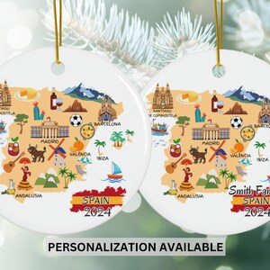 Spain Map Christmas Ornament, Personalized Spain Map Decor, Custom ...