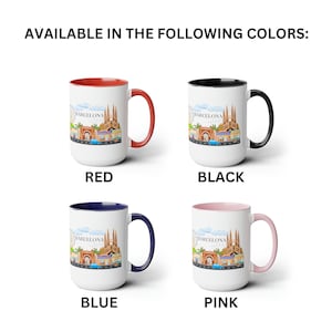 Barcelona Mug, Spain Travel Mug, European Travel, Two-tone Coffee Mugs ...