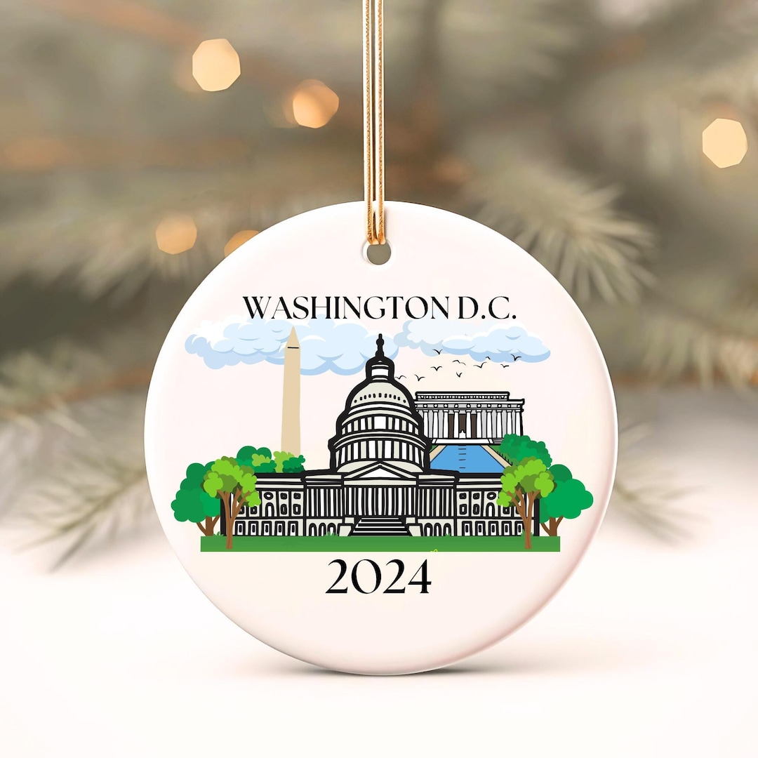 Custom Washington DC Ornament, Cityscape Holiday Decoration, National ...