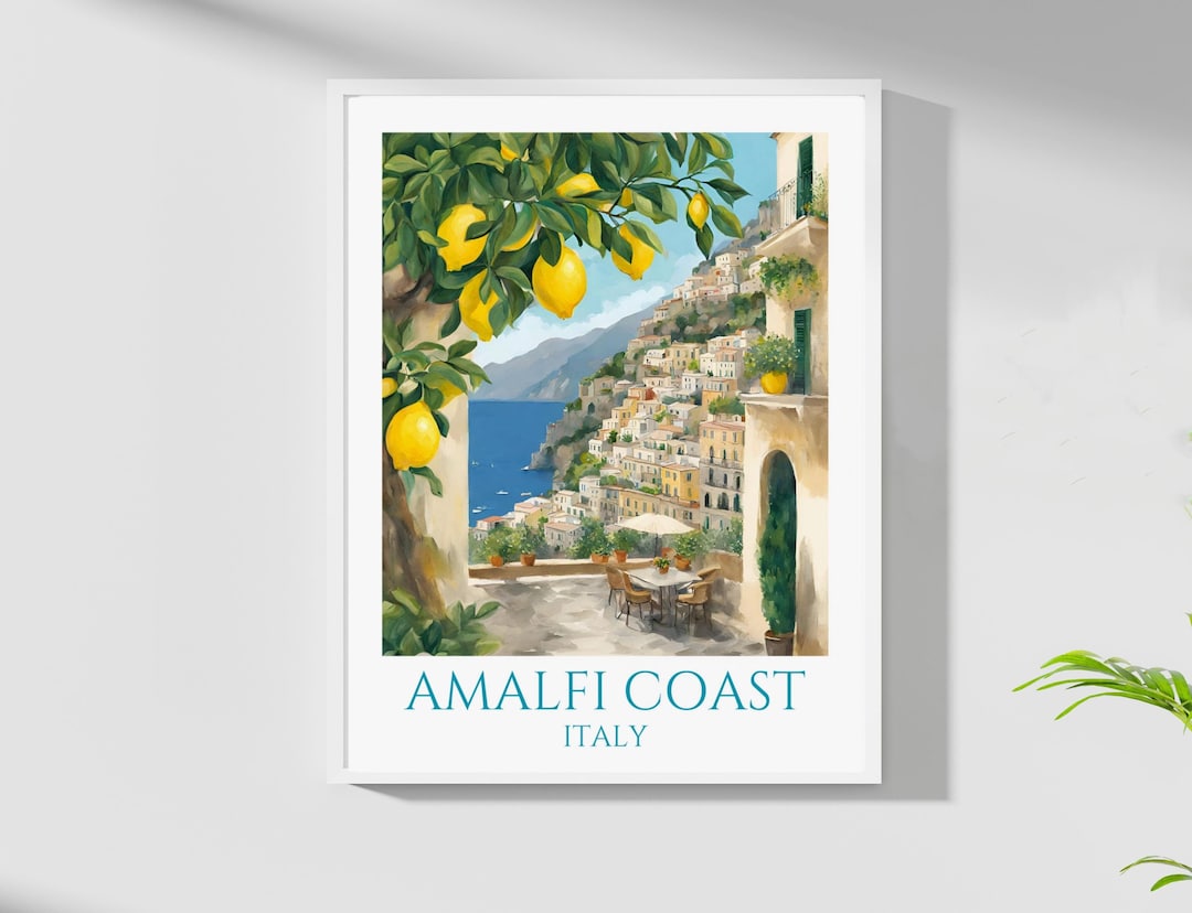 Amalfi Coast Poster, Amalfi Coast Art, Italy Travel Poster Art, Amalfi ...
