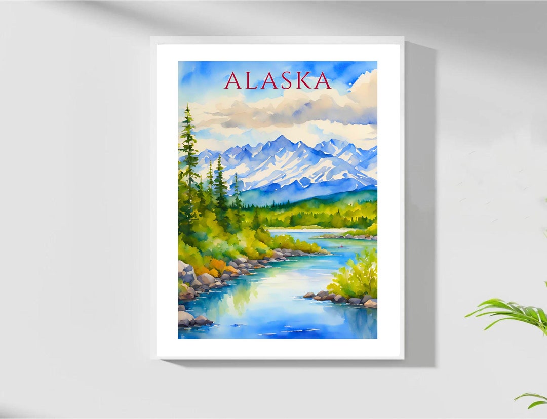 Alaska Wall Art, Alaska Poster, Landscape Home Decor, Mountain Print ...