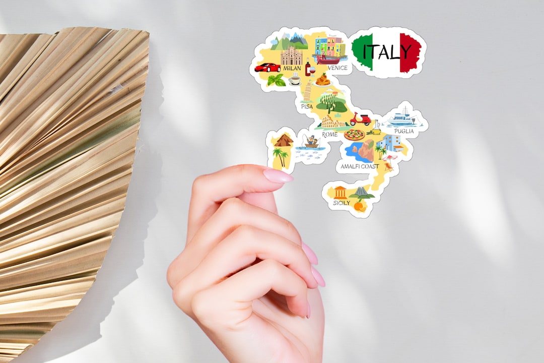 Italy Map Sticker, Travel Sticker, Italy Travel Gift, Laptop Decals - Etsy
