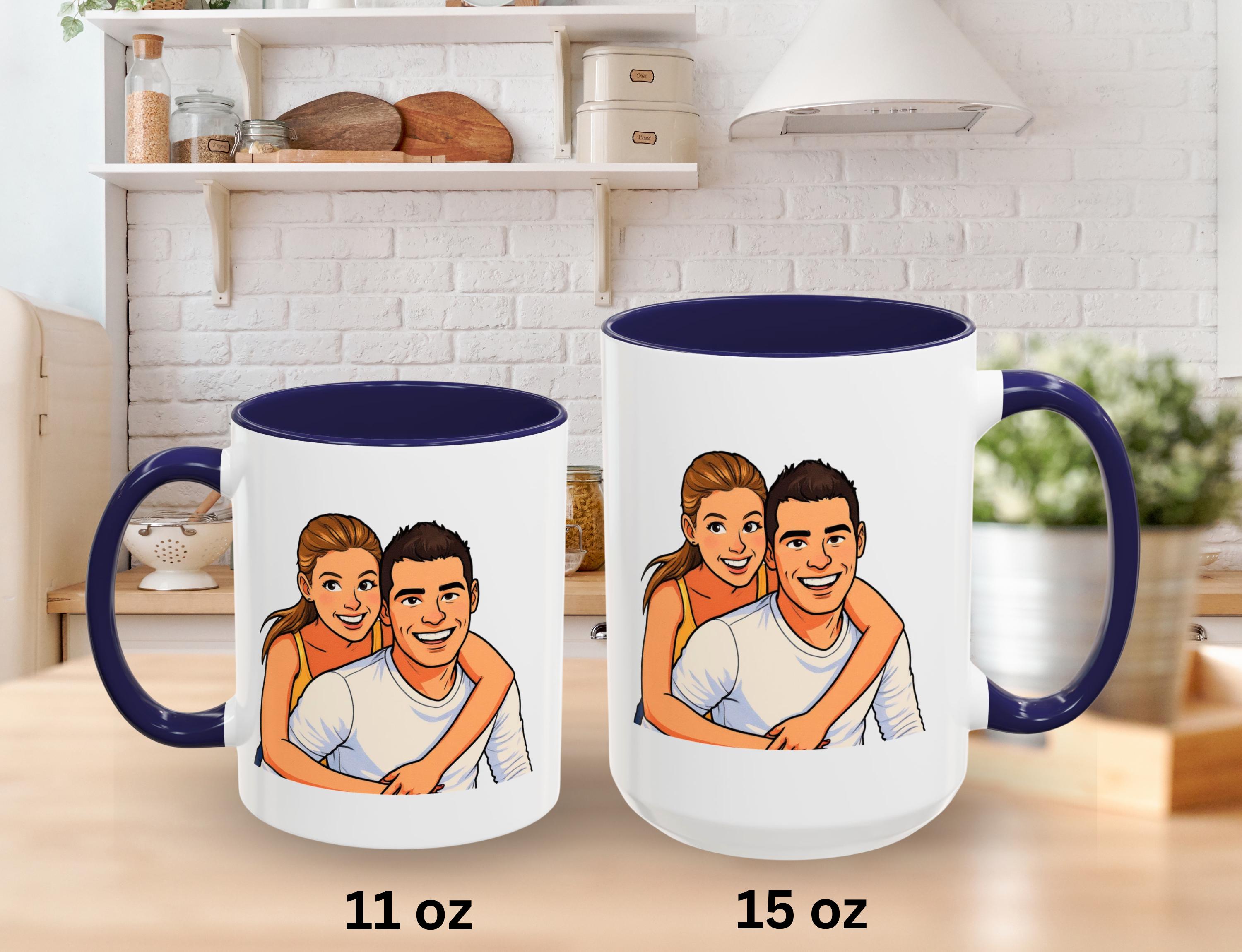 Custom Photo to Cartoon Coffee Mug, Personalized Photo Gift, Unique ...