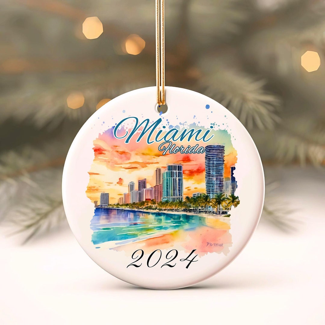 Custom Miami Florida Ornament, Personalized Ornament, Vacation Keepsake ...