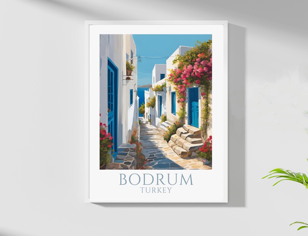 Bodrum Turkey Poster, Bodrum Wall Art, Bodrum Pretty Streetscape Print ...
