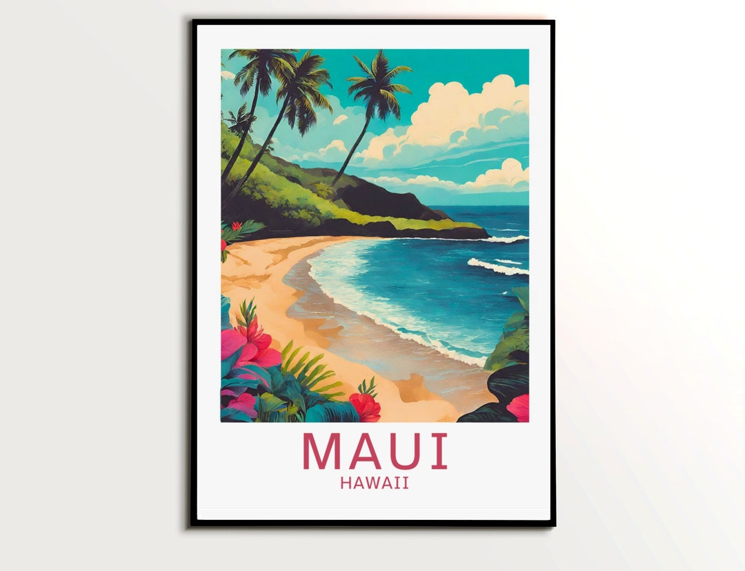 Maui Hawaii Poster, Vivid Wall Art, Hawaiian Travel Poster, Trendy ...