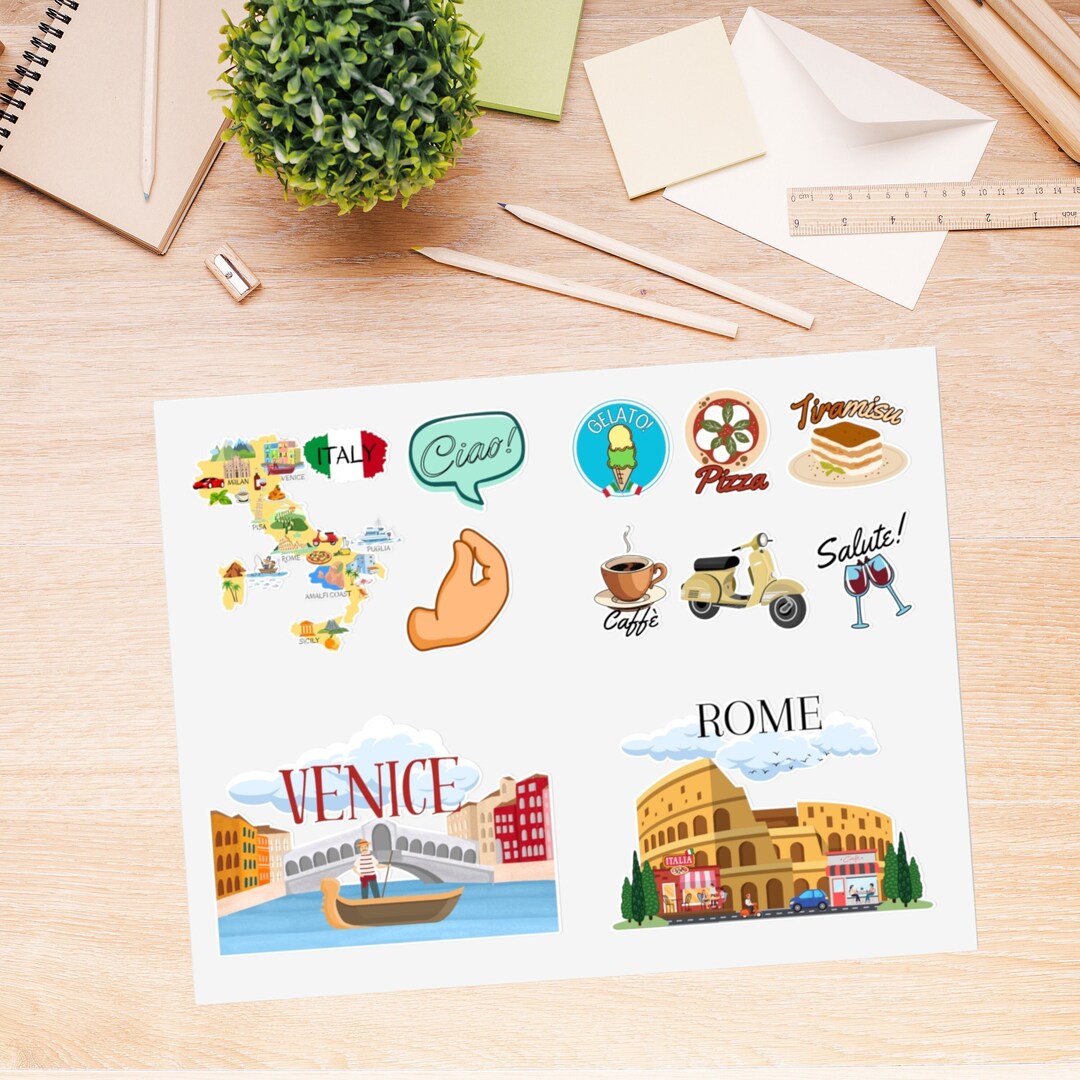 Italy Travel Sticker Sheets, Fun Travel Stickers, Travel Journal ...
