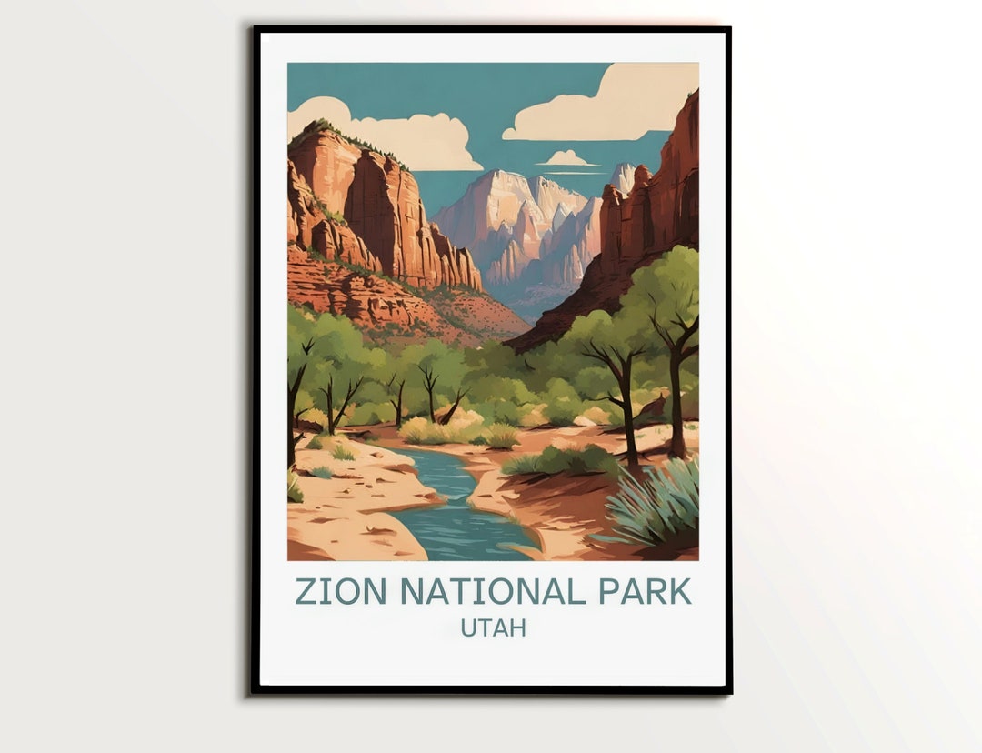 Zion National Park Poster, Utah Wall Art Print, Utah Travel Gift ...
