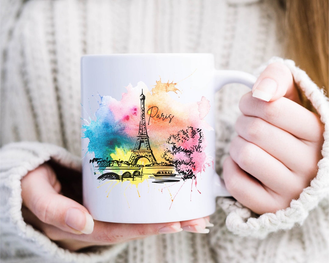 Paris Color Splash Coffee Mug, Paris France Gift, Eiffel Tower Art ...
