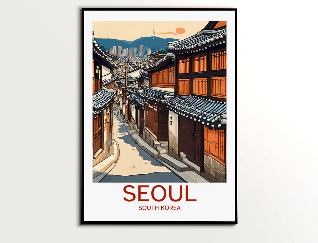 Seoul South Korea Poster, S Korea Wall Art, Bukchon Hanok Village ...