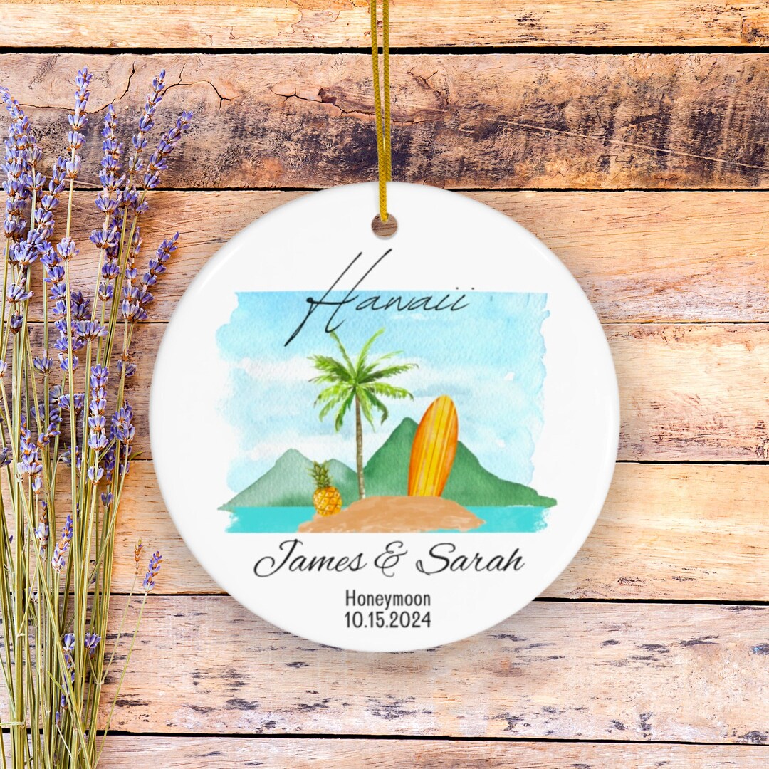 Custom Hawaii Ornament, Personalized Anniversary Gift, Hawaii Vacation ...