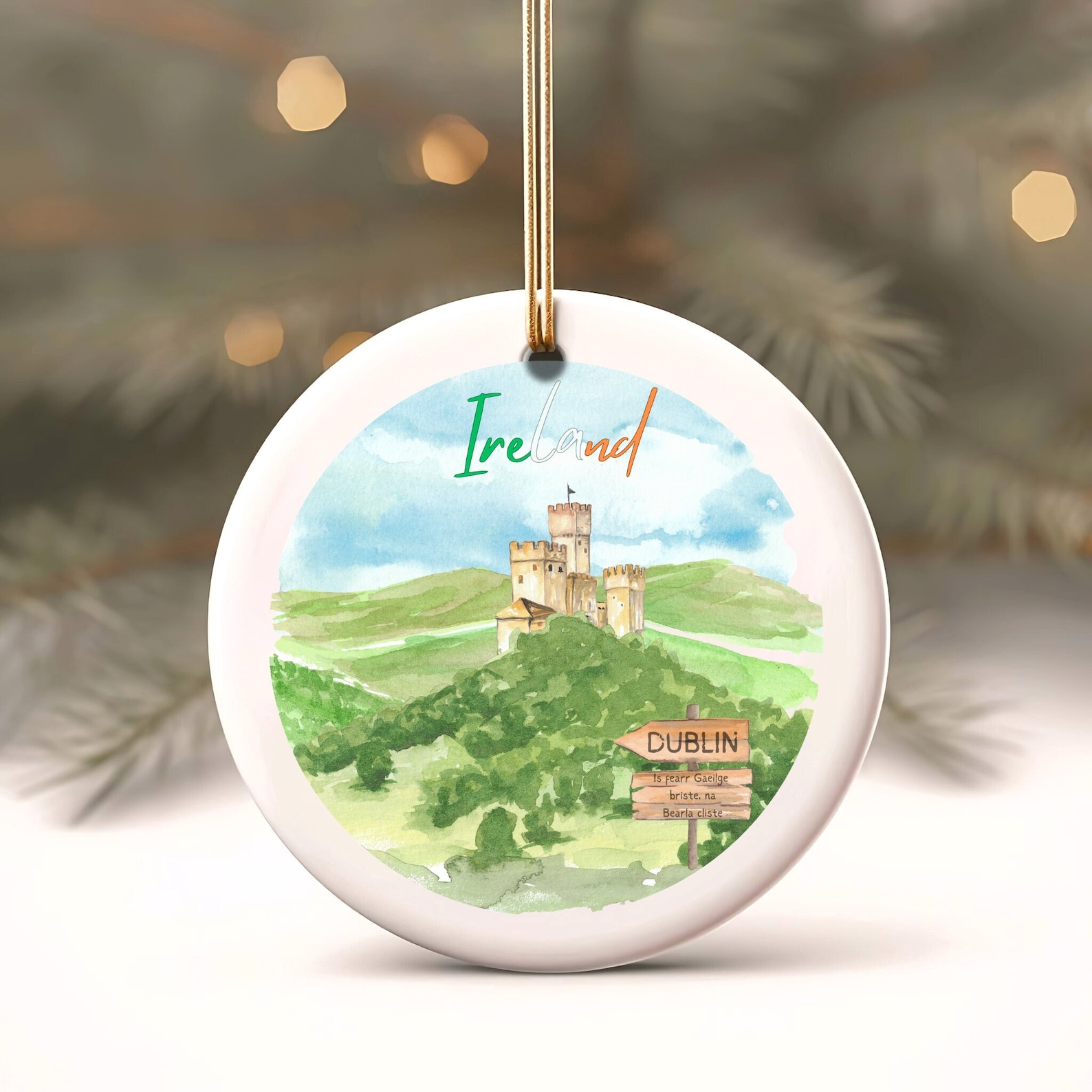 Ireland Christmas Ornament, Irish Gift, Ireland Landscape Art, Ireland ...