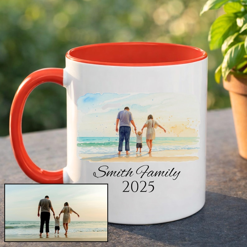 Custom Watercolor Portrait Mug, Personalized Photo Gift, Sentimental ...
