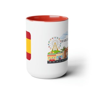 Barcelona Mug, Spain Travel Mug, European Travel, Two-tone Coffee Mugs ...
