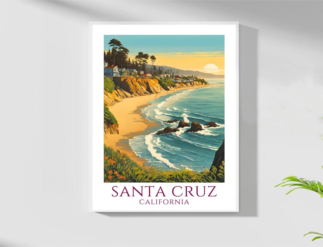 Santa Cruz California Wall Art, Santa Cruz Poster, California Artwork ...