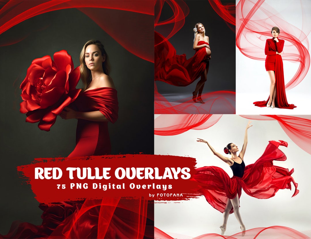 75 Red Tulle Overlays Photoshop Veil Digital Flying Tulle Veil Overlays ...