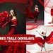 75 Red Tulle Overlays Photoshop Veil Digital Flying Tulle Veil Overlays ...