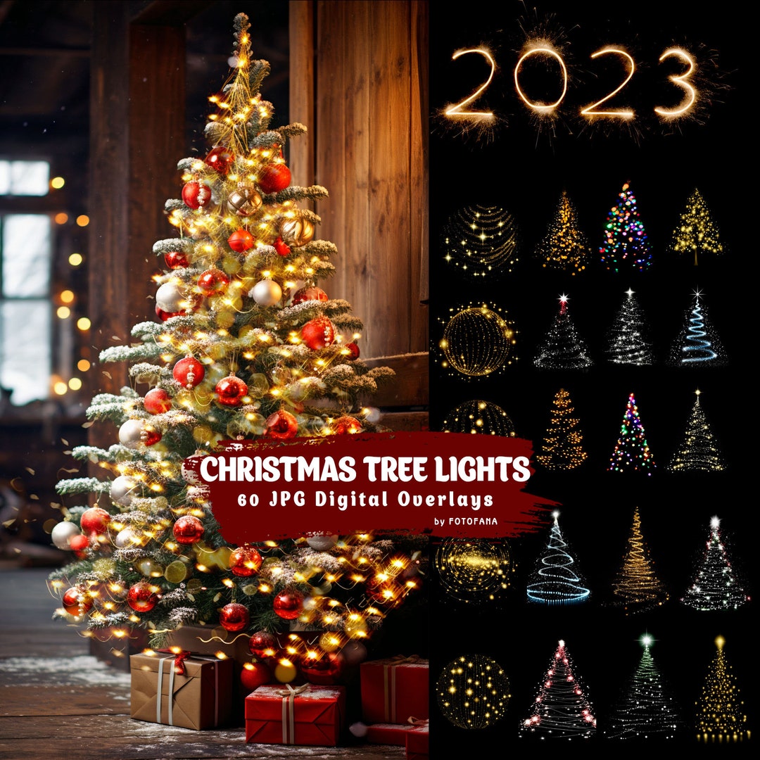 60 Christmas Tree Lights Bokeh Light Overlays Christmas Overlays Fairy Light Photoshop Overlays ...