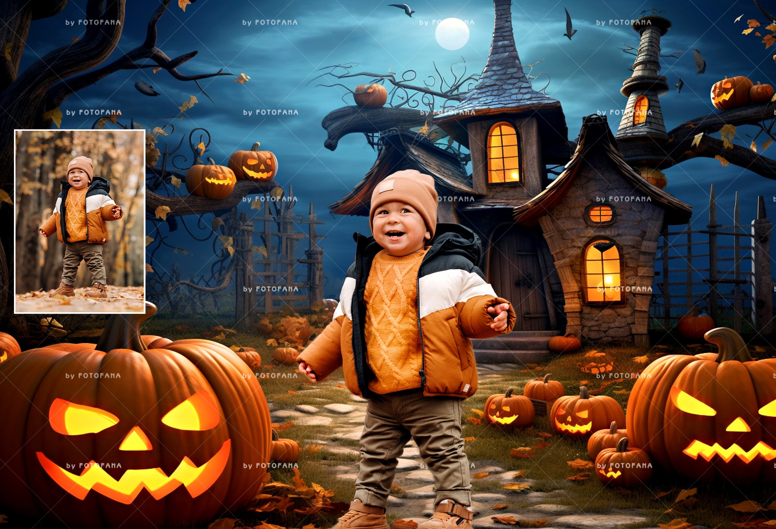 Halloween Digital Backdrop Spooky Haunted House Background Halloween ...