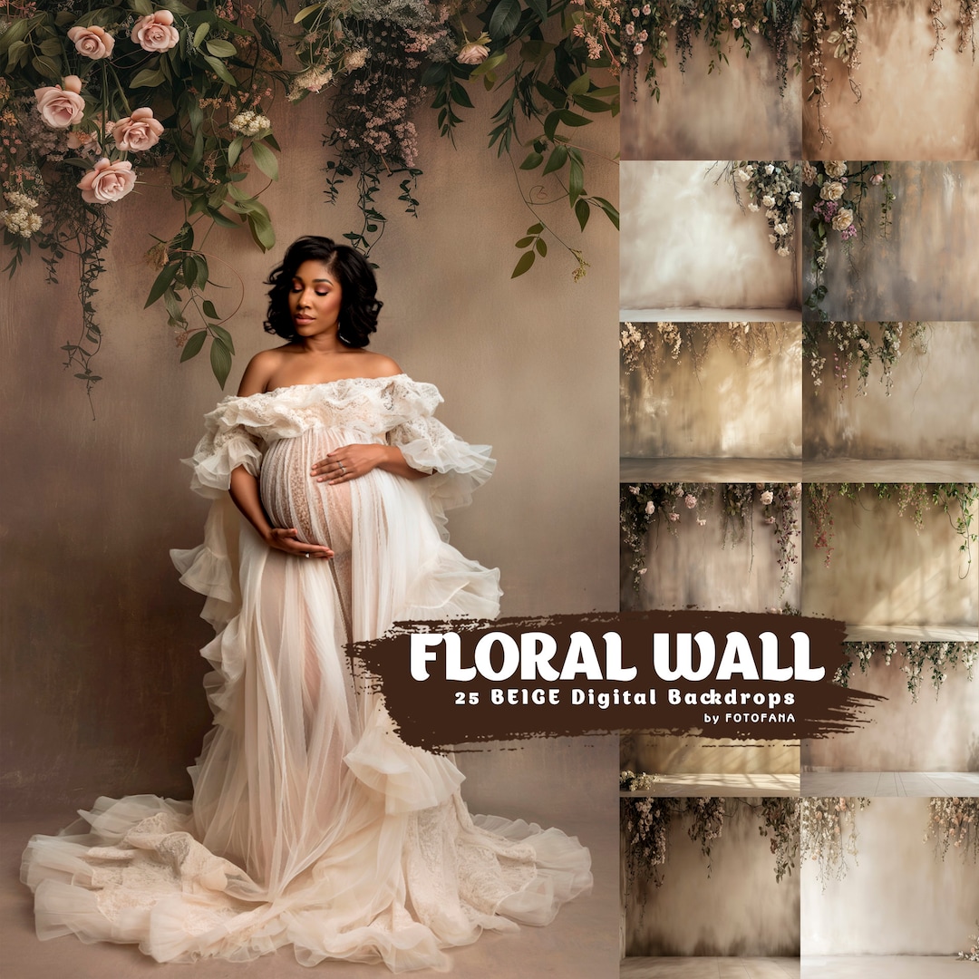 24 FLORAL BACKDROPS Digital Backdrop Overlay Maternity Backdrop Digital ...