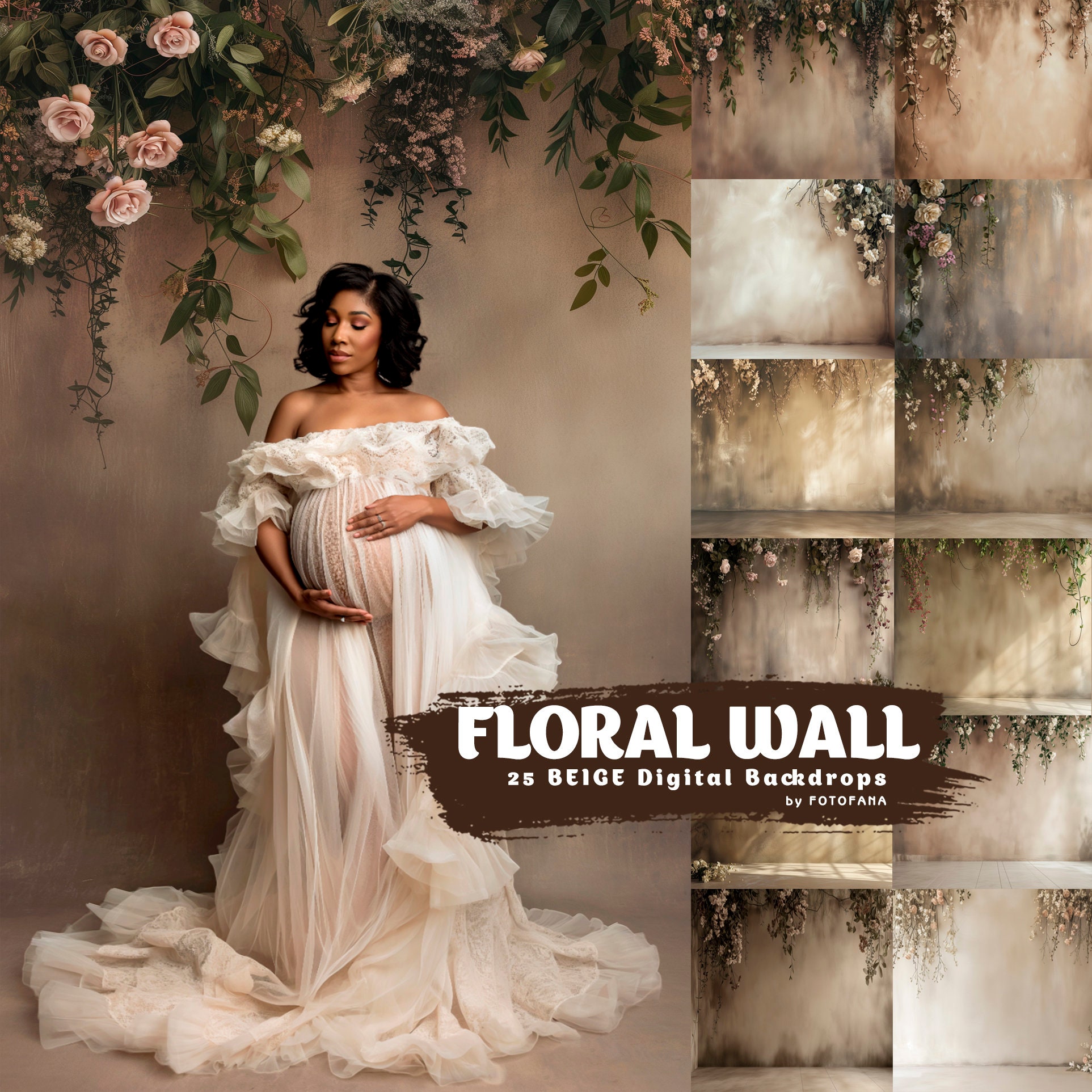 24 FLORAL BACKDROPS Digital Backdrop Overlay Maternity Backdrop Digital ...