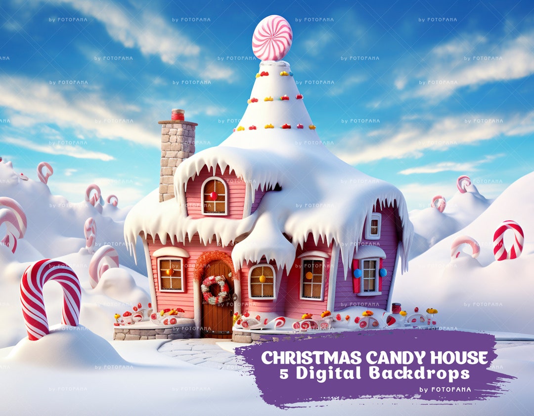 Christmas Digital Backdrop Photography Fantasy Gingerbread Candycane ...
