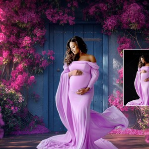 Floral Door Digital Backdrops Maternity Backdrop Overlays Spring Studio ...