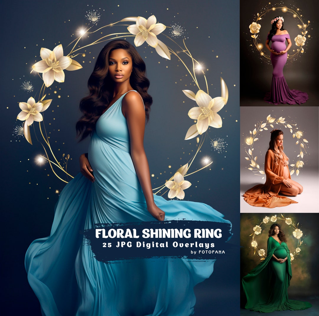 Floral Shining Maternity Rings Overlays Gold Maternity Floral Overlays ...