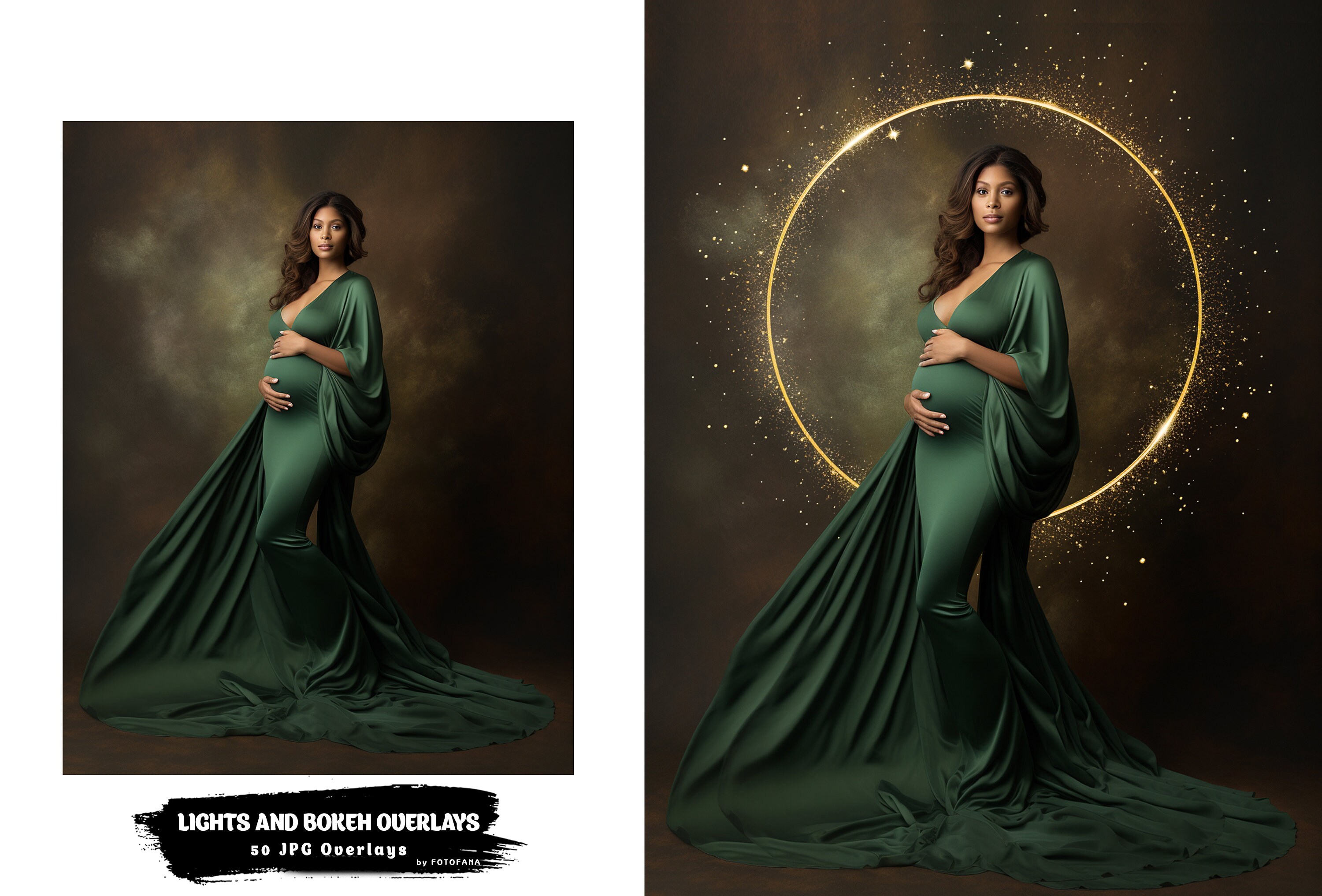 50 LIGHTS BOKEH Overlays Gold Maternity Rings Circle Overlays Christmas ...