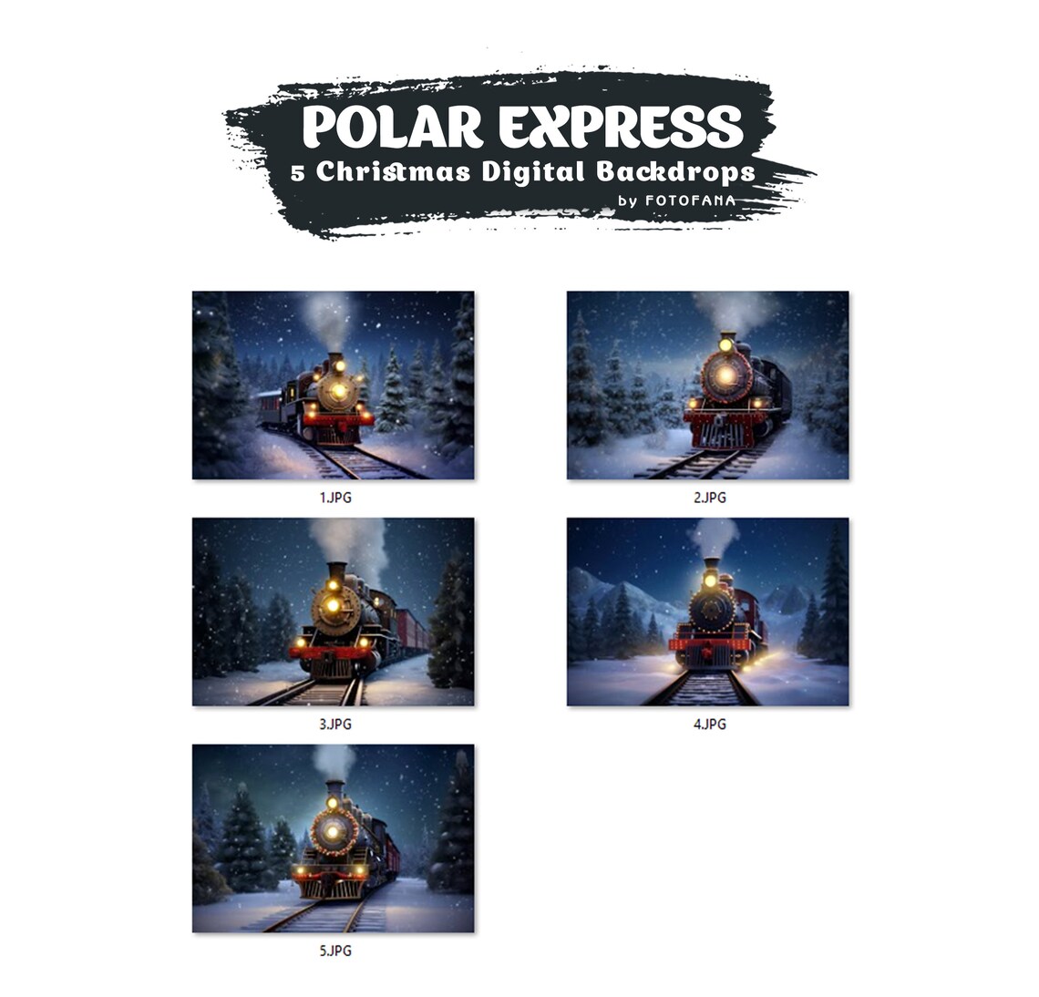5 Christmas Digital Backdrop Polar Express Goind to Santa's Workshop ...