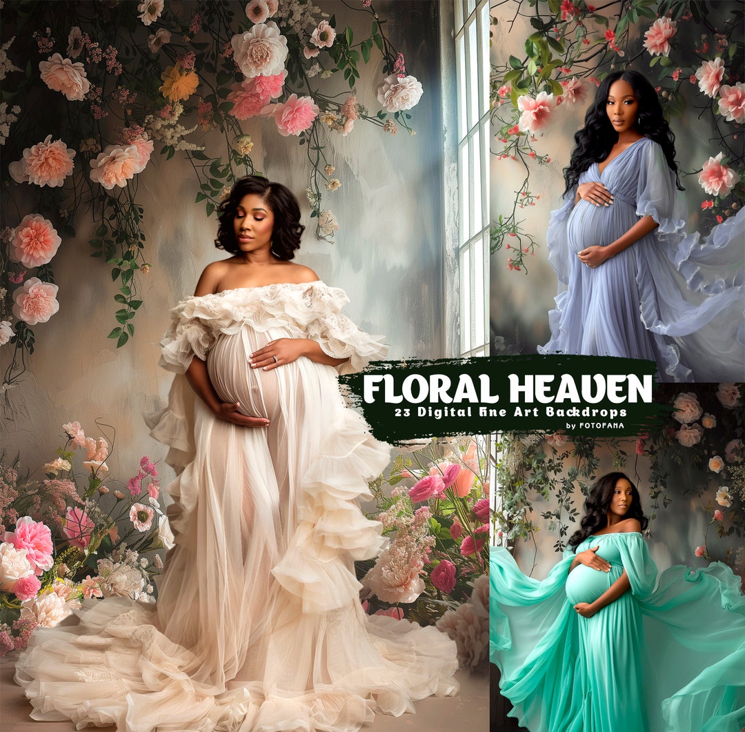 23 FLORAL BACKDROPS Maternity Digital Backdrop Overlay Maternity Floral ...