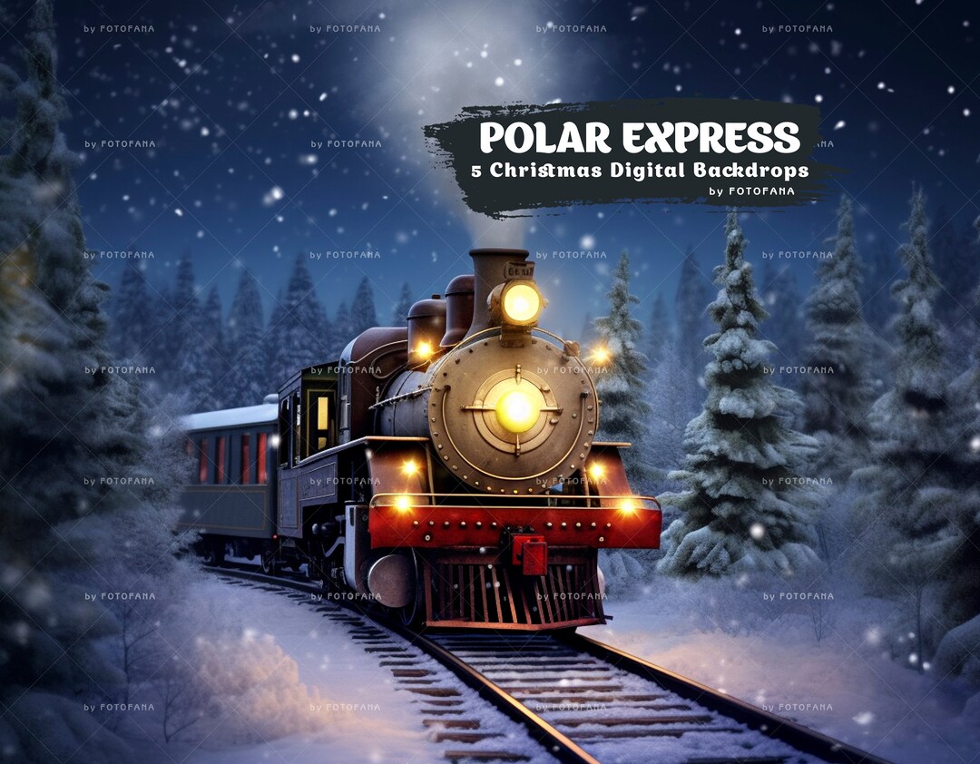 5 Christmas Digital Backdrop Polar Express Goind to Santa's Workshop ...