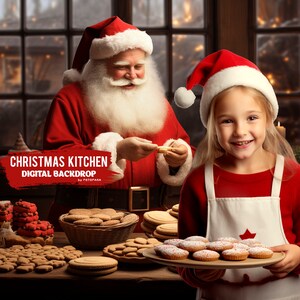 Santa Claus Digital Backdrop Christmas Kitchen Digital Backdrop ...
