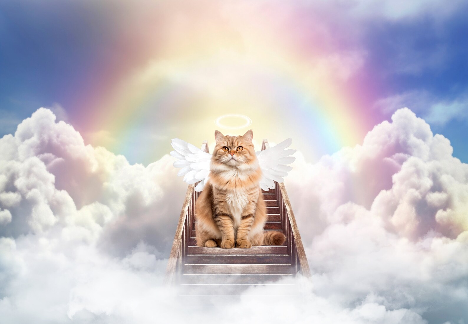Rainbow Bridge Digital Backdrop Pet Memorial Digital Background Wings ...