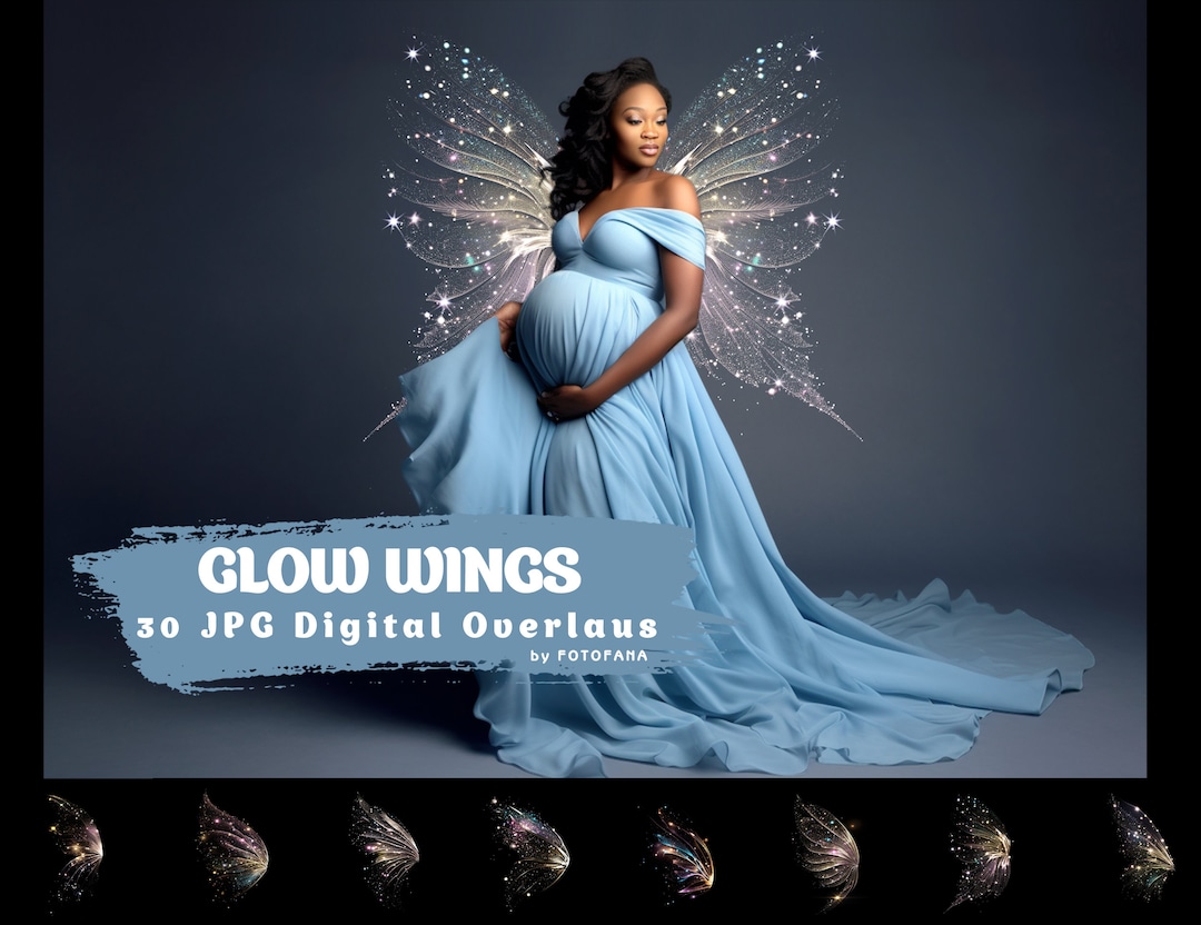 30 Glitter Wings Fairy Wings Digital Overlays Maternity Backdrop ...