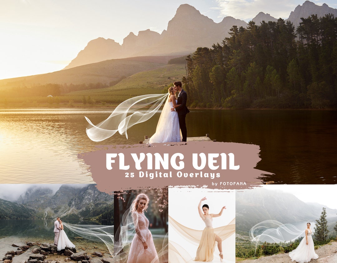 25 FLYING VEIL Digital Overlay Photoshop Overlay Wedding Veil Wedding ...