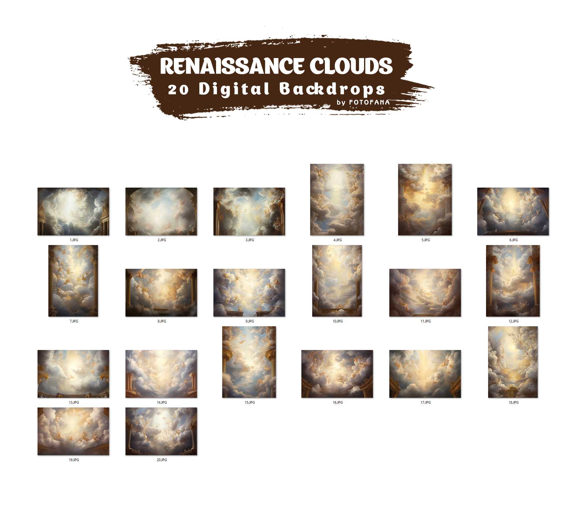 20 RENAISSANCE CLOUDS Digital Backdrop Sky Maternity Background ...