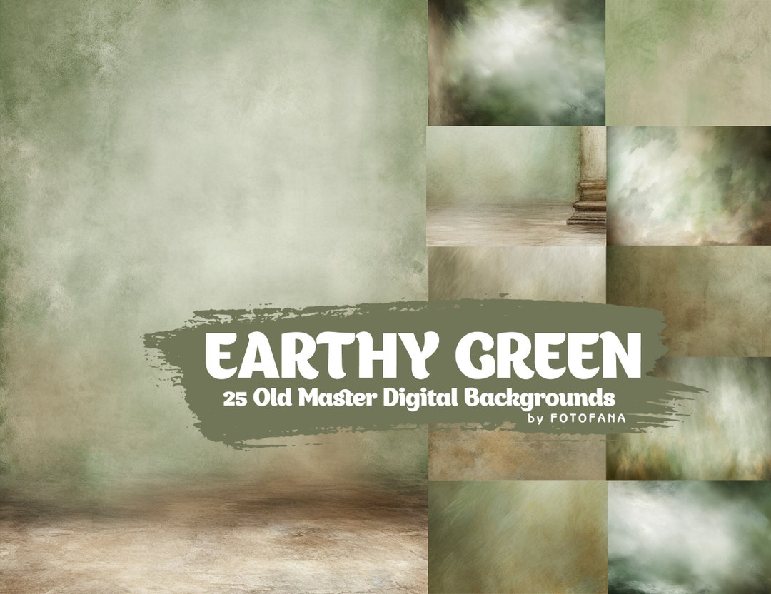 25 Earthy Green Old Master Digital Background Studio Portrait Backdrop ...