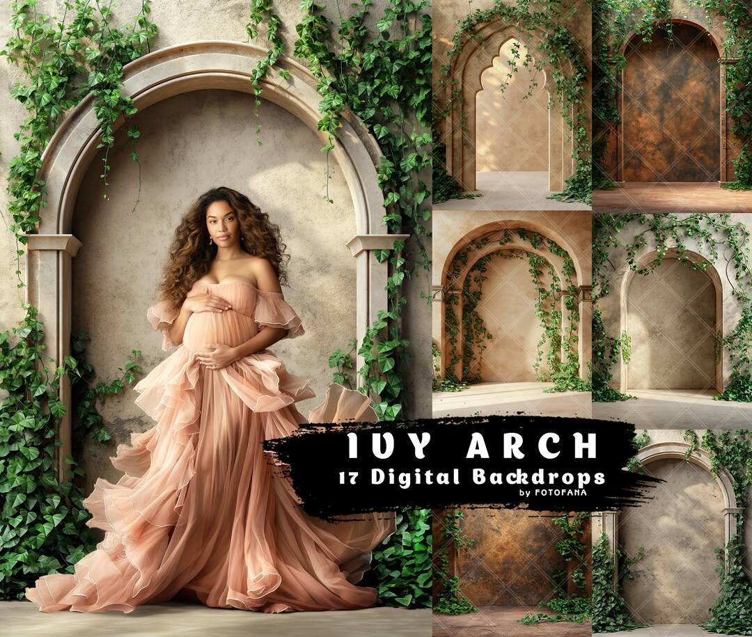 FLORAL ARCH Backdrops Digital Backdrop Ivy Overlay Maternity Backdrop ...