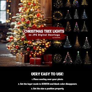 60 Christmas Tree Lights Bokeh Light Overlays Christmas Overlays Fairy ...
