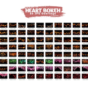 80 Heart Bokeh Overlays Photoshop Overlays Love Heart Pink Hearts Gold Hearts Christmas Overlays ...