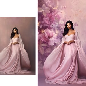 24 Pink Floral Digital Backdrops Maternity Overlays Portrait Maternity ...