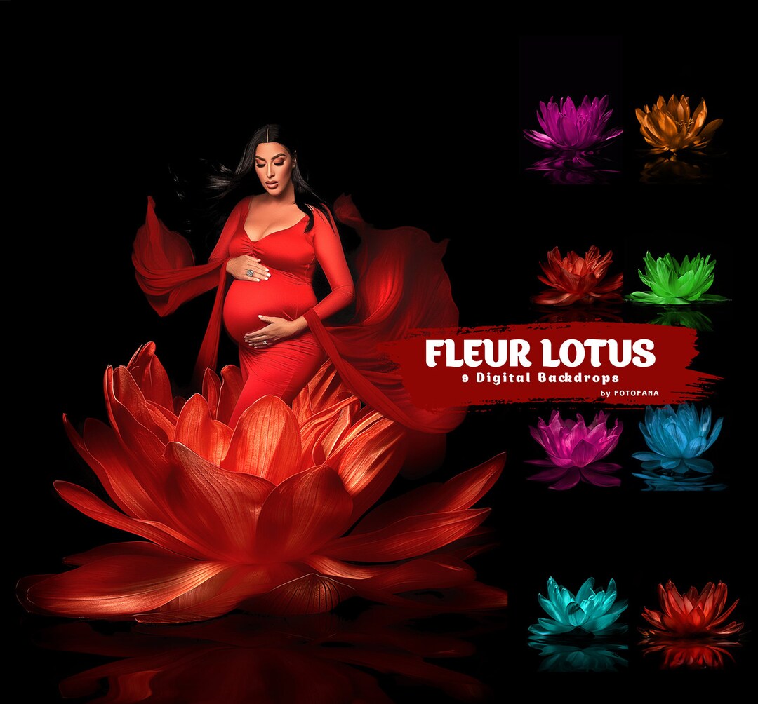 FLORAL BACKDROPS Digital Fleur Lotus Backdrop Overlay Maternity ...