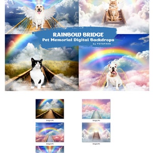 Rainbow Bridge Digital Backdrop Pet Memorial Digital Background Wings ...