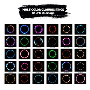 30 Multicolor Glowing Rings Lights Overlays Maternity Rings Circle ...